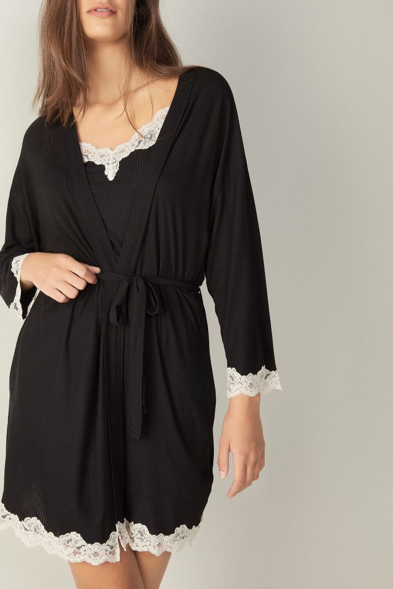 Robe Canelado em Fibra de Viscose de Bambu Natural Feeling - PVD801 ...