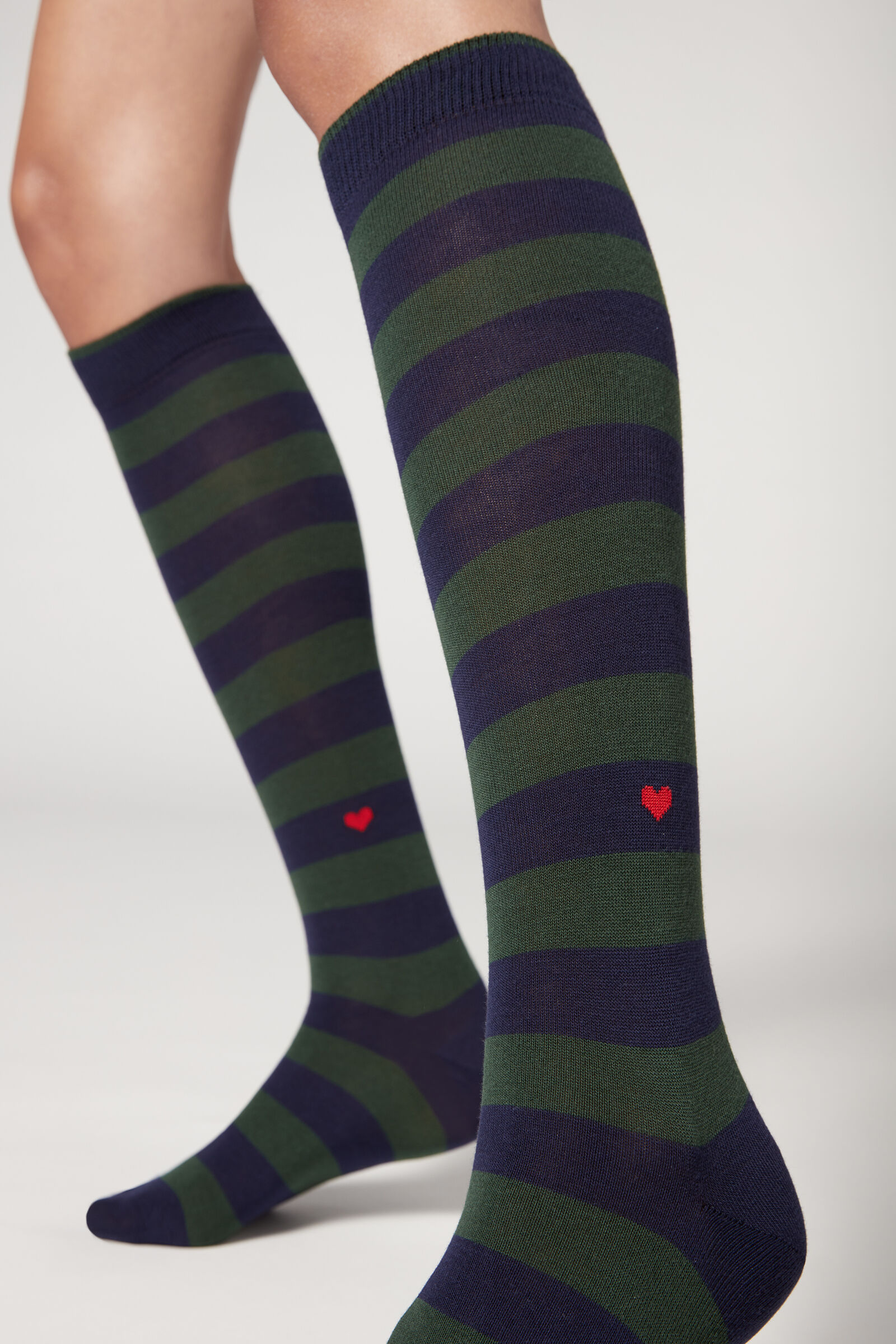 Meias Longas com Estampa de Listras - DL0368 - Calzedonia