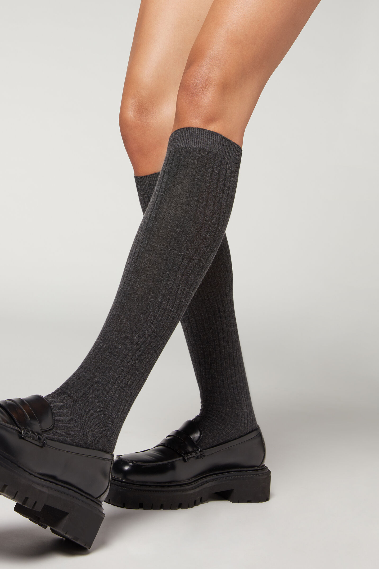 Meias Longas com Cashmere Canelado - DL0085 - Calzedonia