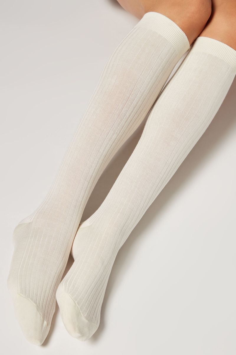 Meias Longas com Cashmere Canelado - DL0085 - Calzedonia