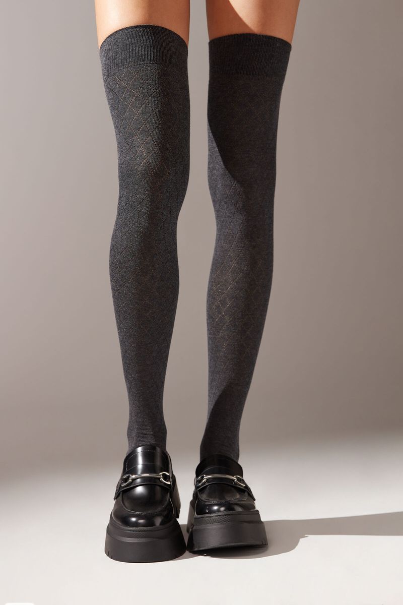 Meia Longa Em Algodão Geométrico - DL0382 - Calzedonia